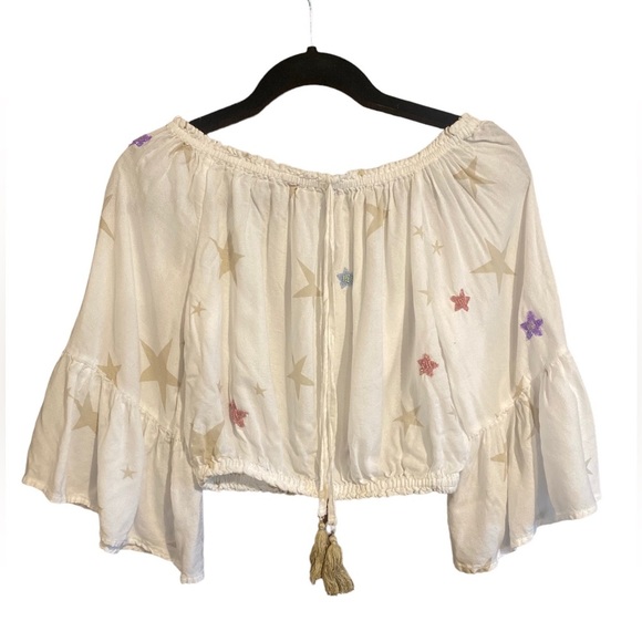 Surf Gypsy | Tops | Surf Gypsy Womans White Beaded Star Print Off ...
